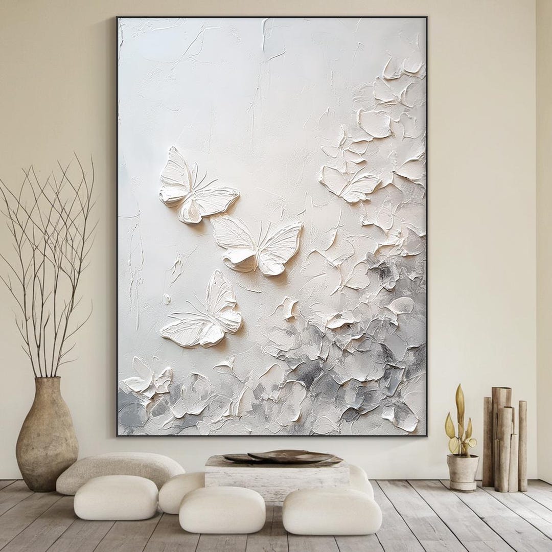 Large White Wall Decor Art, White Minimalist Art, Original White 3D ...