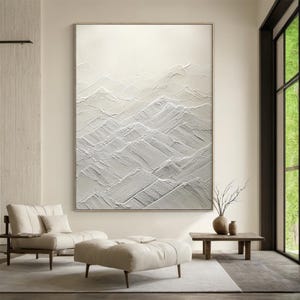 White Wall Decor, Large White Wall Art, White Minimalist Art, White 3d ...