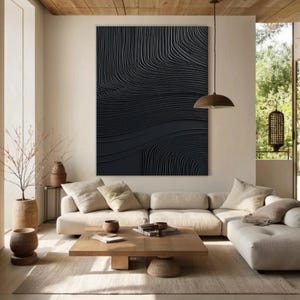 Pure Black Abstract Painting, Black Simple Wall Painting Art, Pure ...