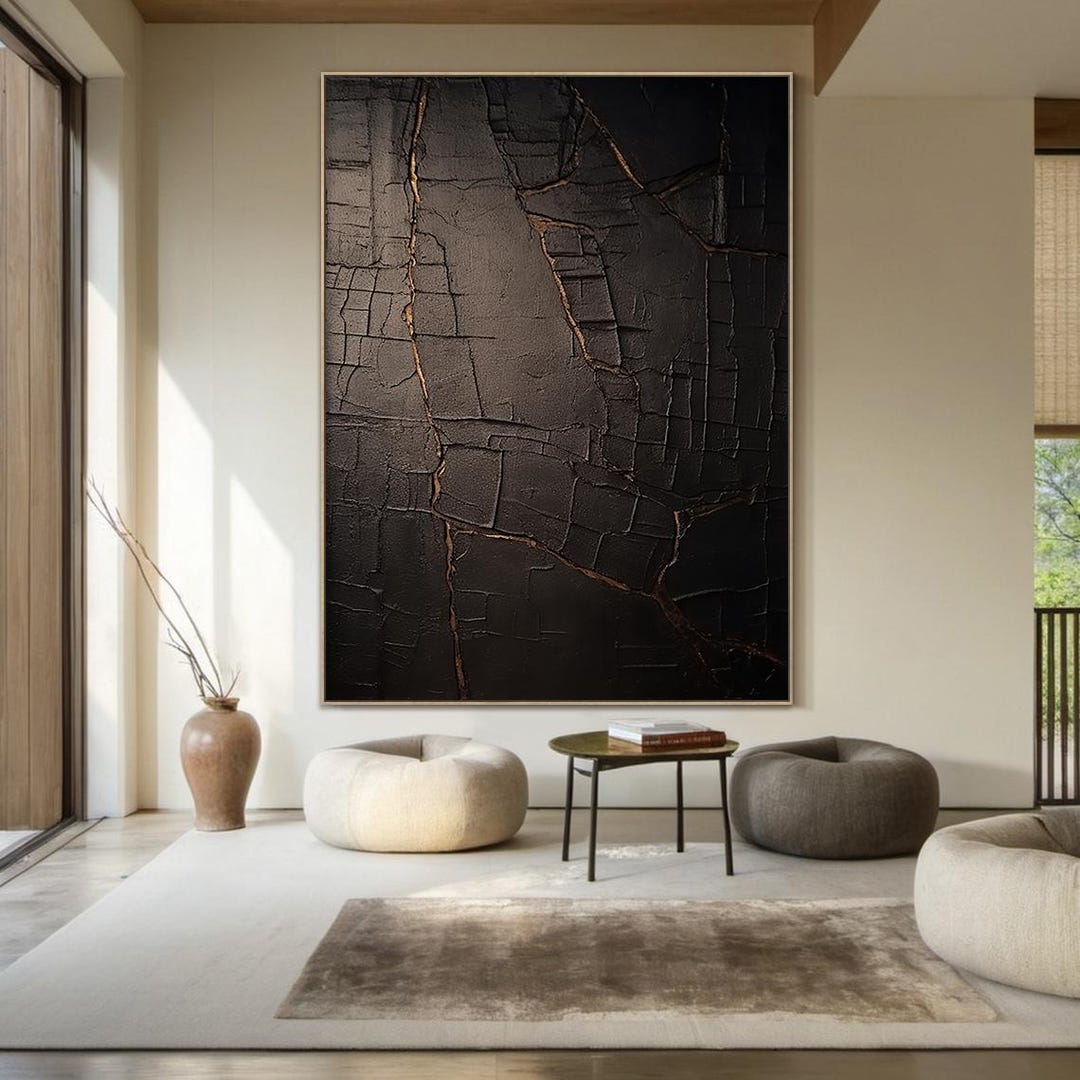 Modern Black Simple Abstract Oil Painting Decorative Painting, Black ...