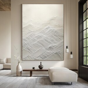 White Wall Decor, Large White Wall Art, White Minimalist Art, White 3d ...