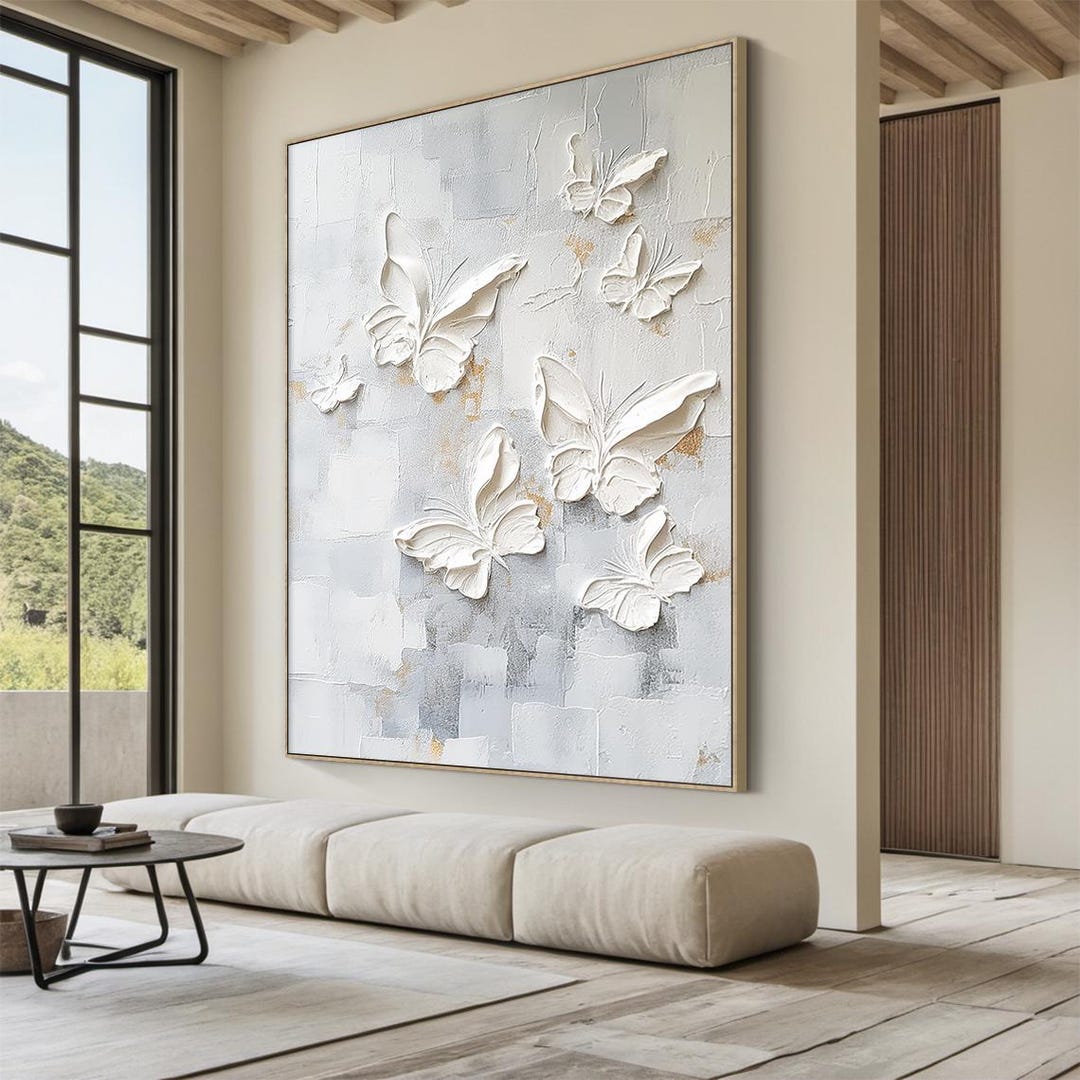 Large White Wall Decor Art, White Minimalist Art, Original White 3D ...