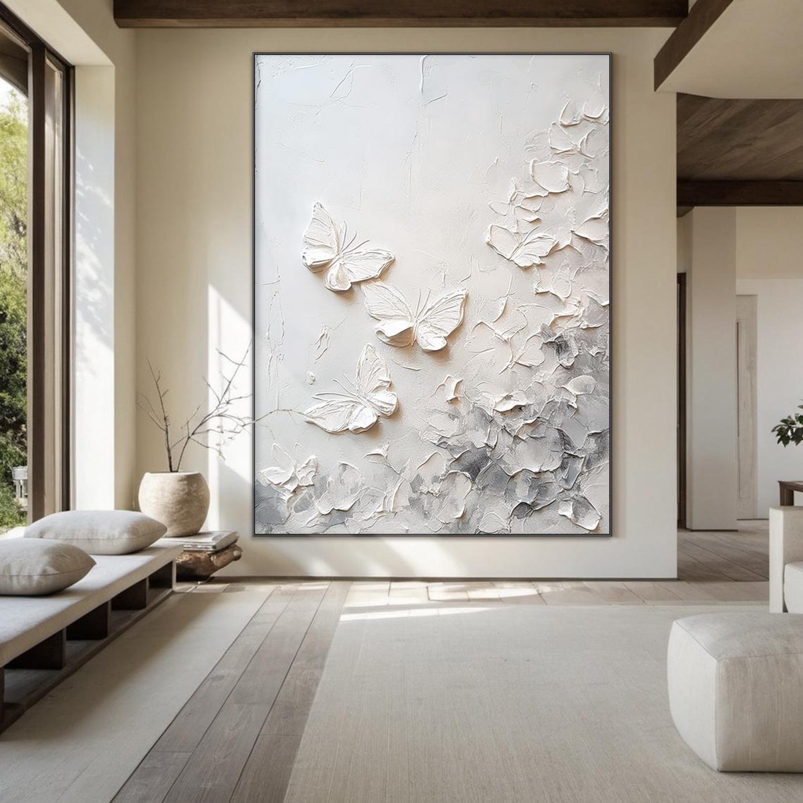 Large White Wall Decor Art, White Minimalist Art, Original White 3D ...