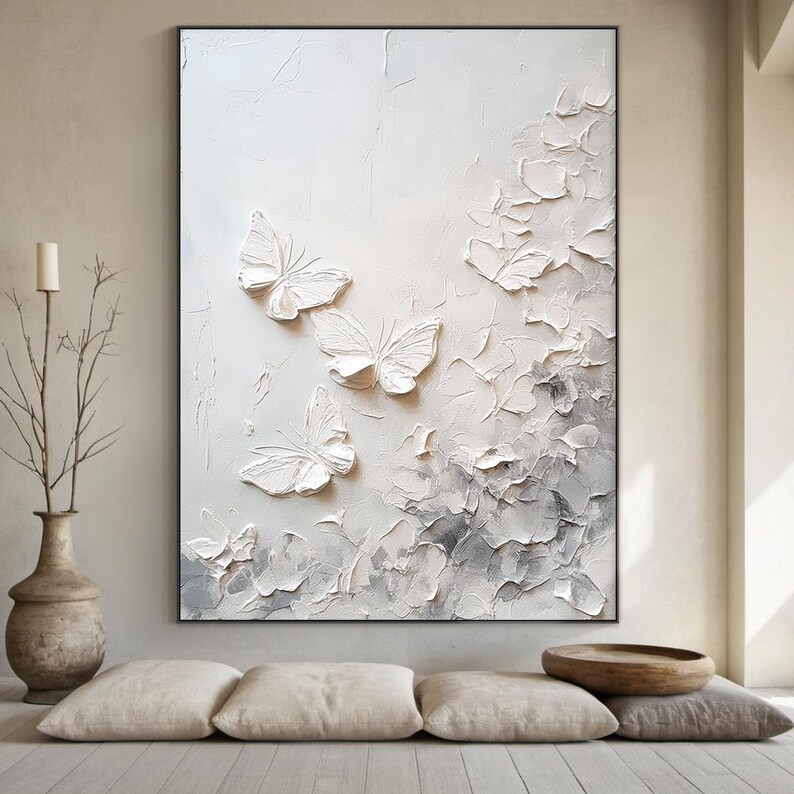 Large White Wall Decor Art, White Minimalist Art, Original White 3D ...