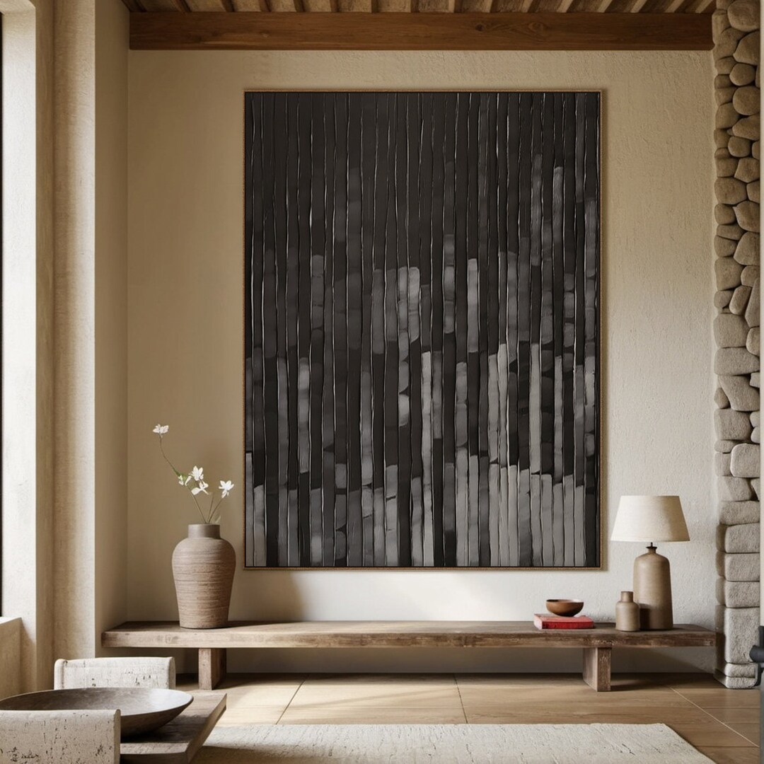 Original Oil Painting Abstract, Very Black Painting, Large Abstract ...