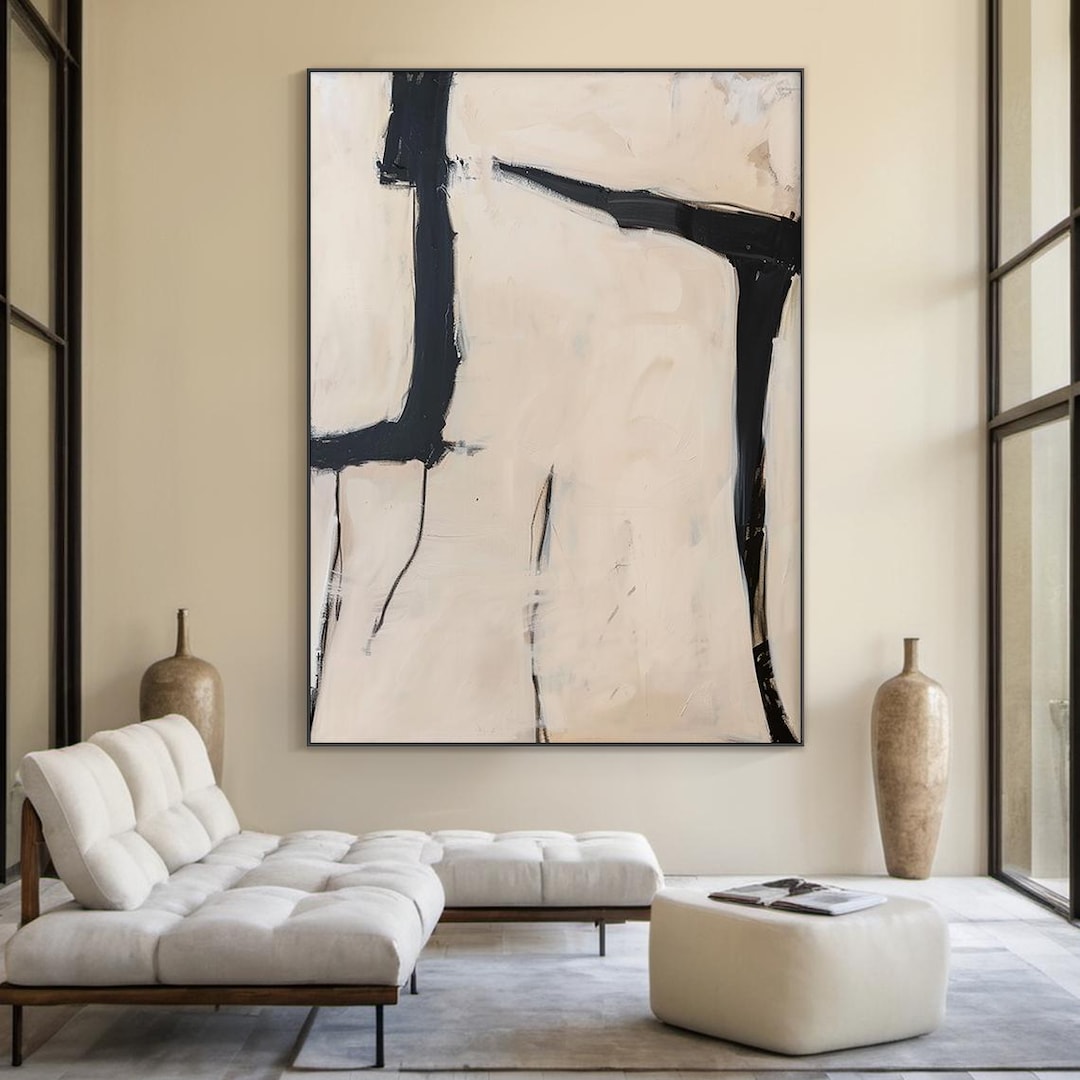 Beige Abstract Wall Art, Large Beige Minimalist Wall Decoration Art ...