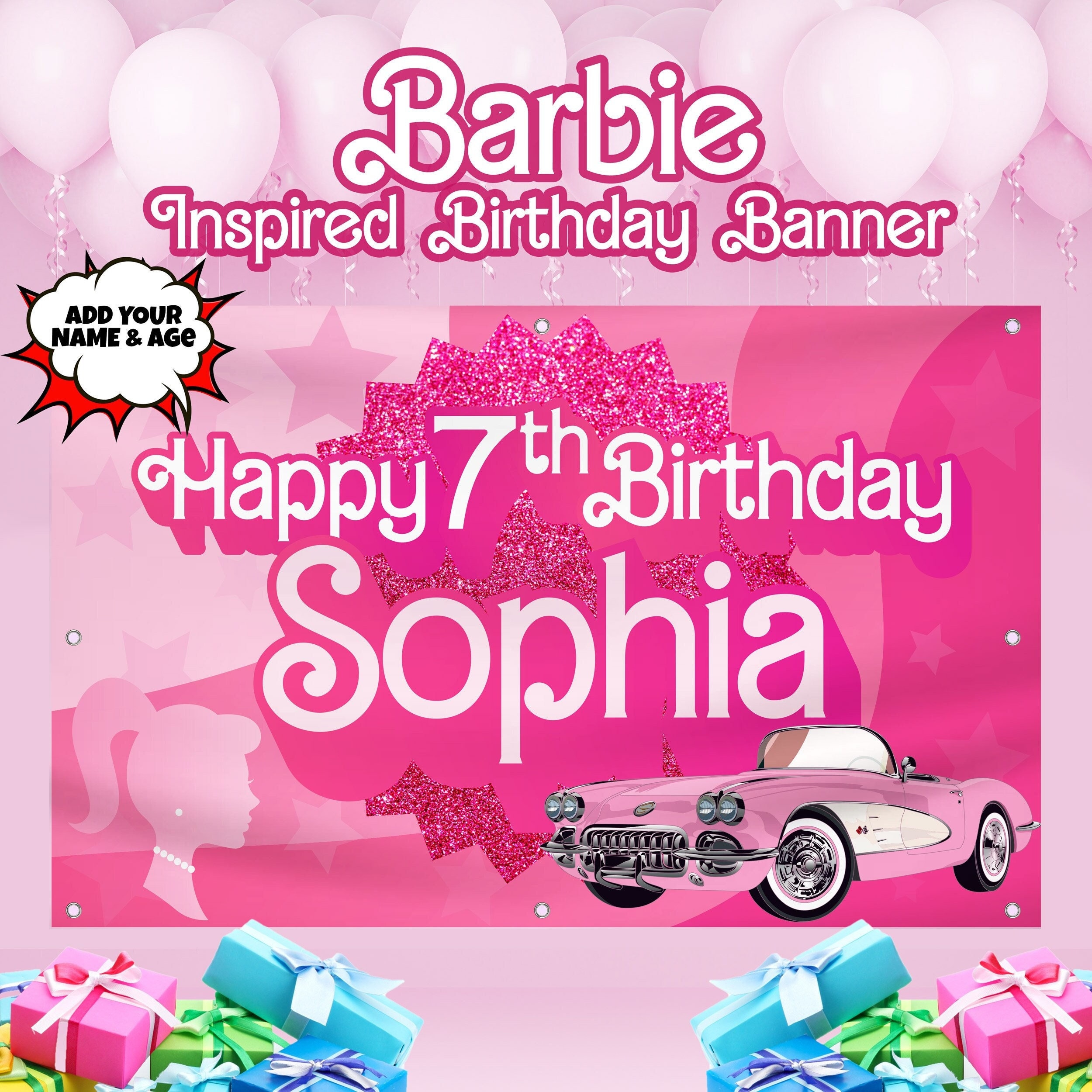 Personalized Vinyl Barbie Birthday Banner | Free 2-day Shipping ...