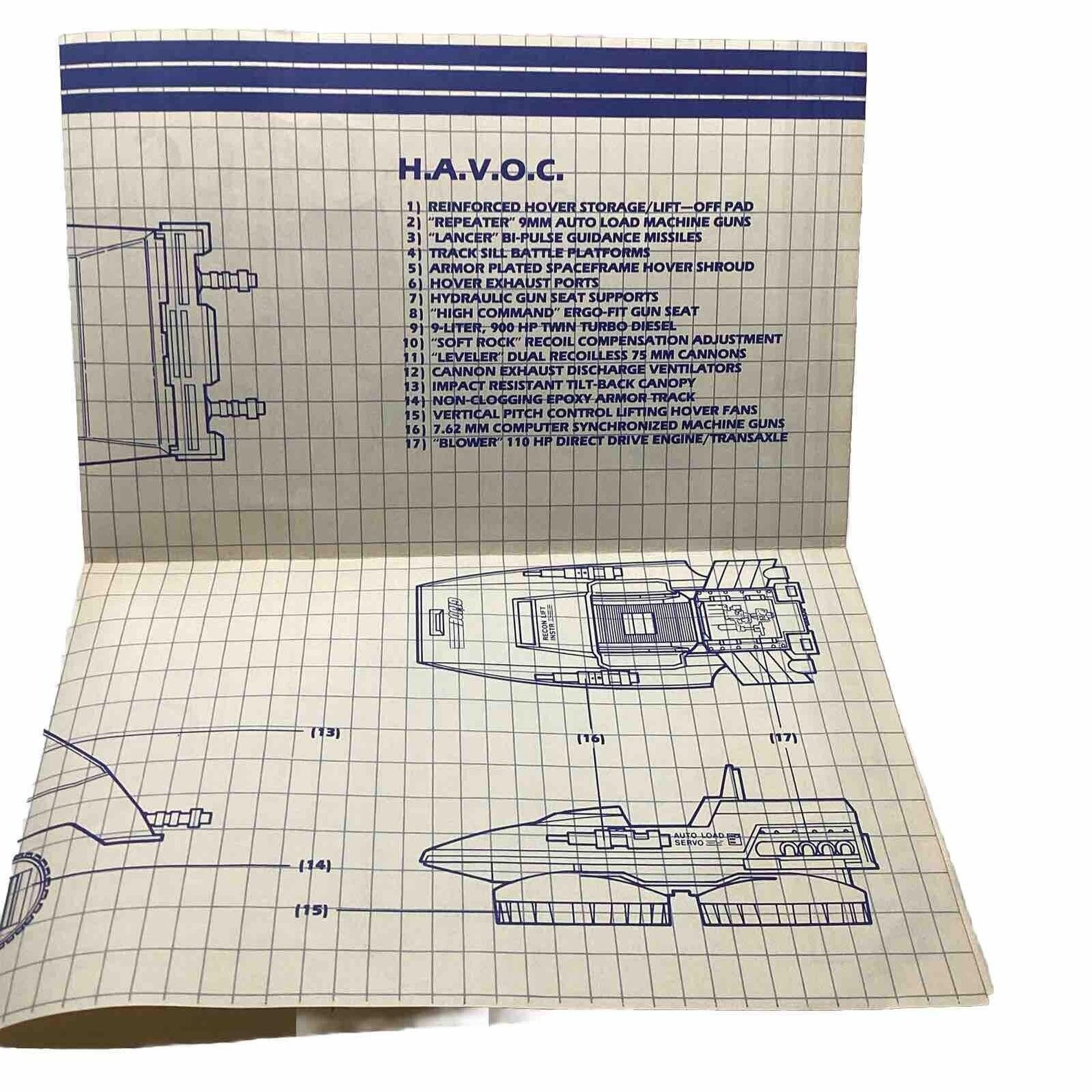 GI Joe Vehicle TRIPLE T Tank BLUEPRINTS 1986 Original Instruction Sheet ...