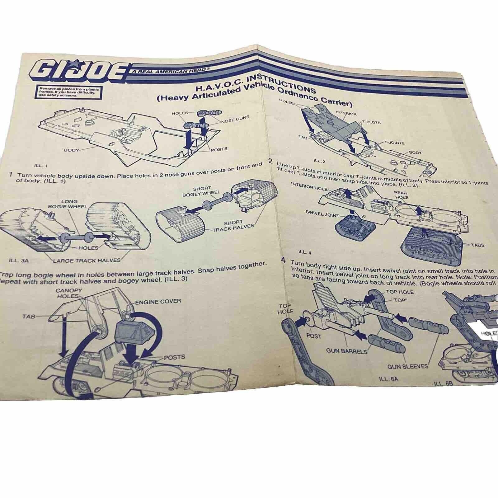 GI Joe Vehicle TRIPLE T Tank BLUEPRINTS 1986 Original Instruction Sheet ...