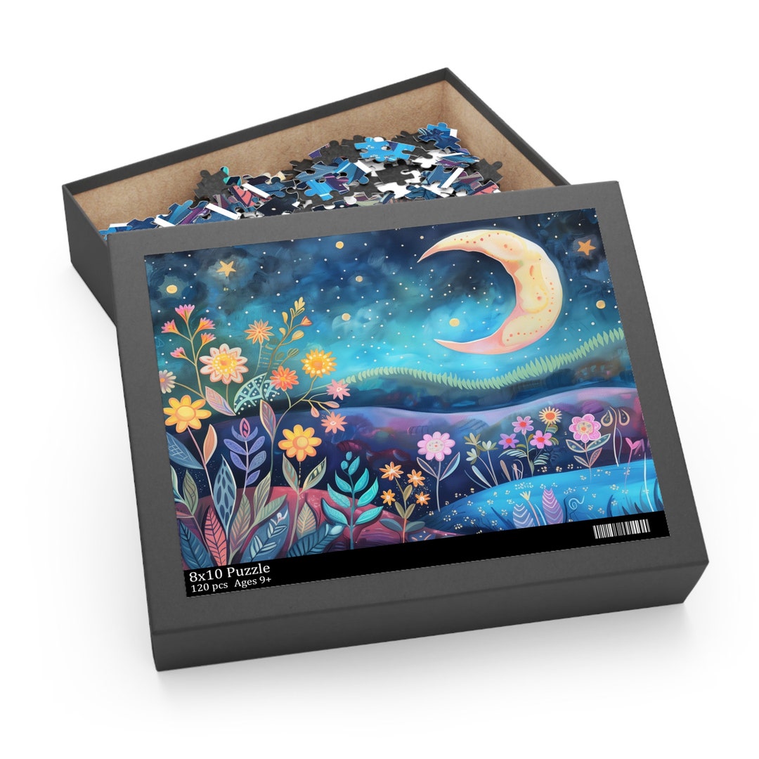 Relaxing Jigsaw Moonlit Night at the Pond Puzzle Eco-friendly, Vibrant ...