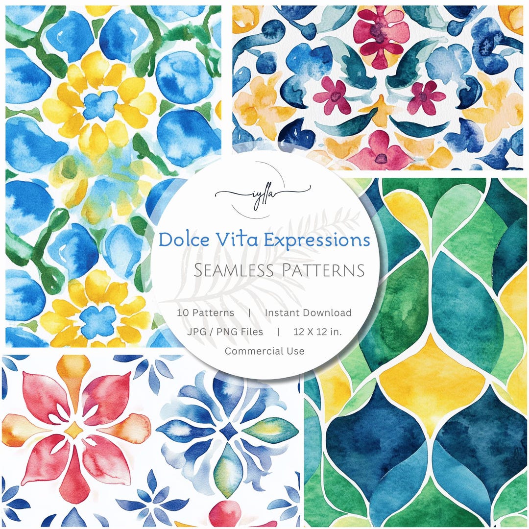 Mediterranean Tile Seamless Pattern: Dolce Vita Expressions, Coastal ...