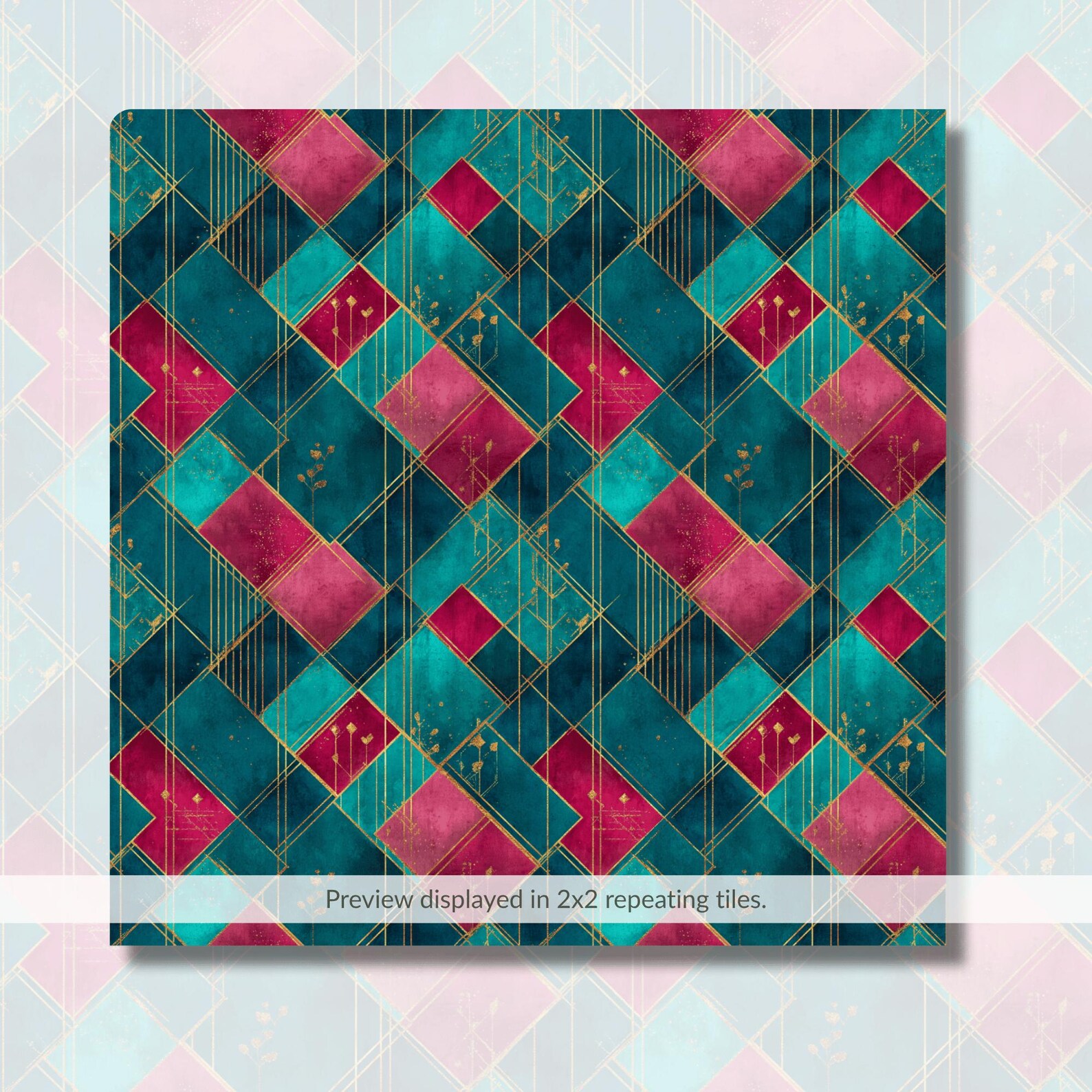 Teal & Pink Seamless Patterns: Velvet Twilight, Digital Papers (instant ...