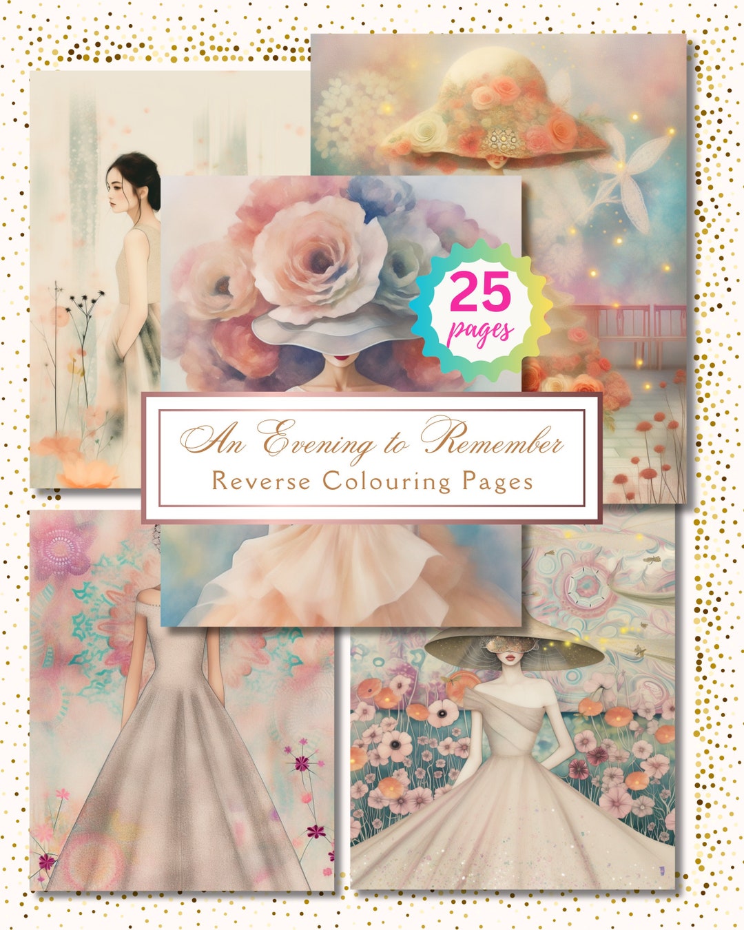 Reverse Colouring Book Instant Download Fantasy Fashion 25 Backwards ...