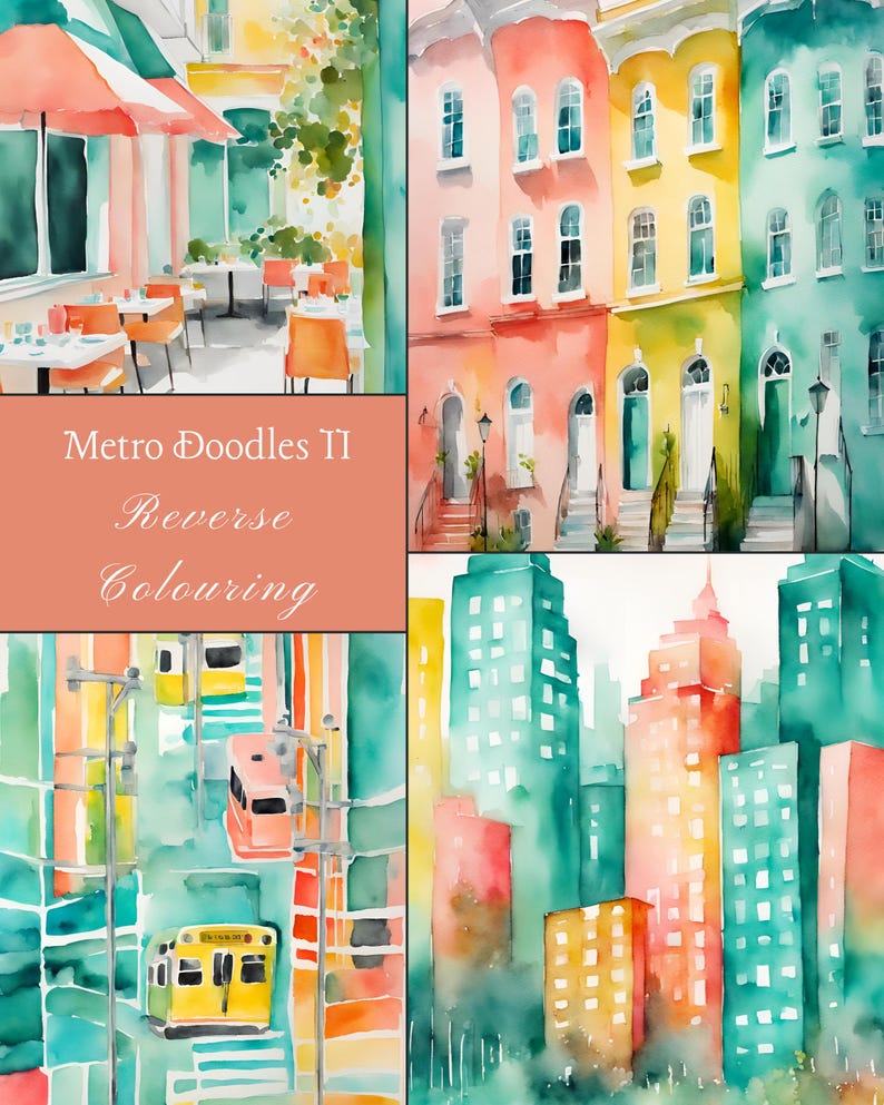 Reverse Coloring Book: Metro Doodles II, Abstract City Art, Backwards ...