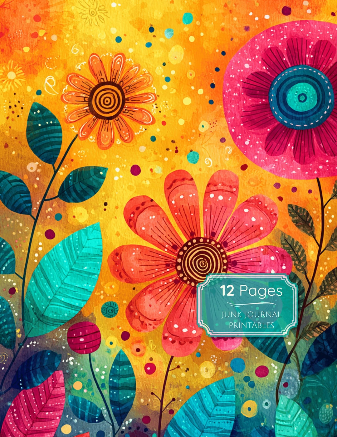 Vibrant Floral Junk Journal Pages: the Vivid Garden, Printable ...