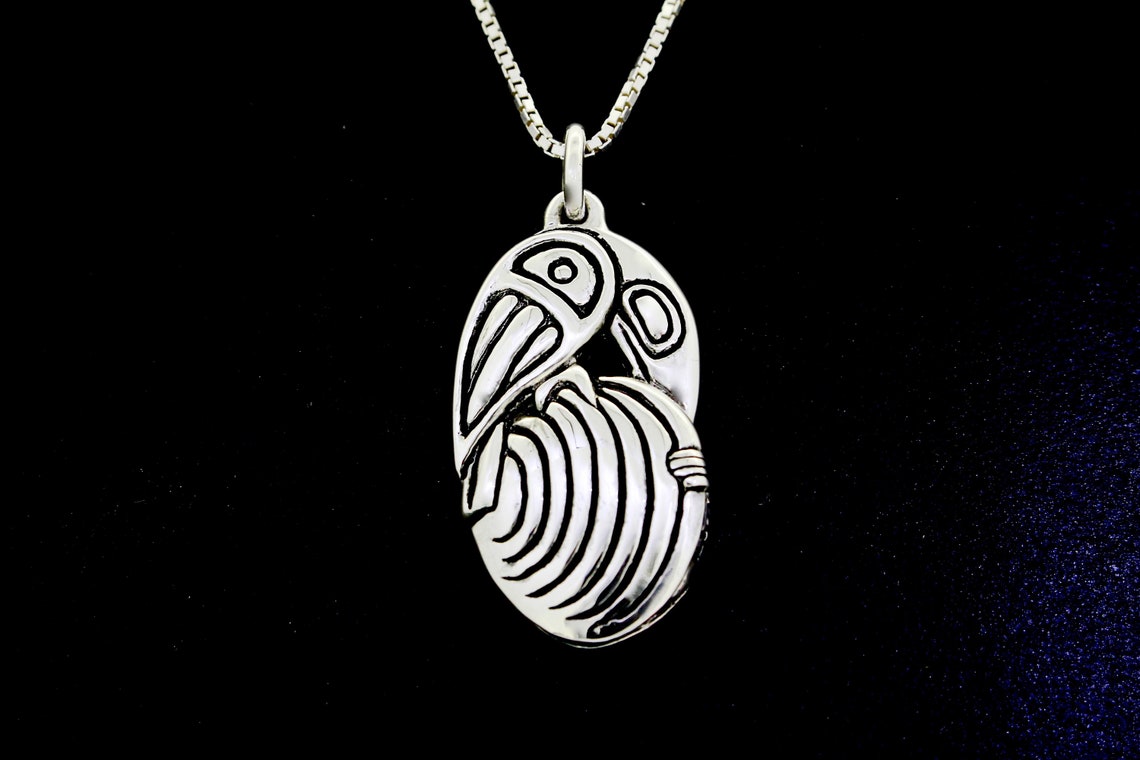 Raven Clam and First People Necklace Sterling Silver | Etsy