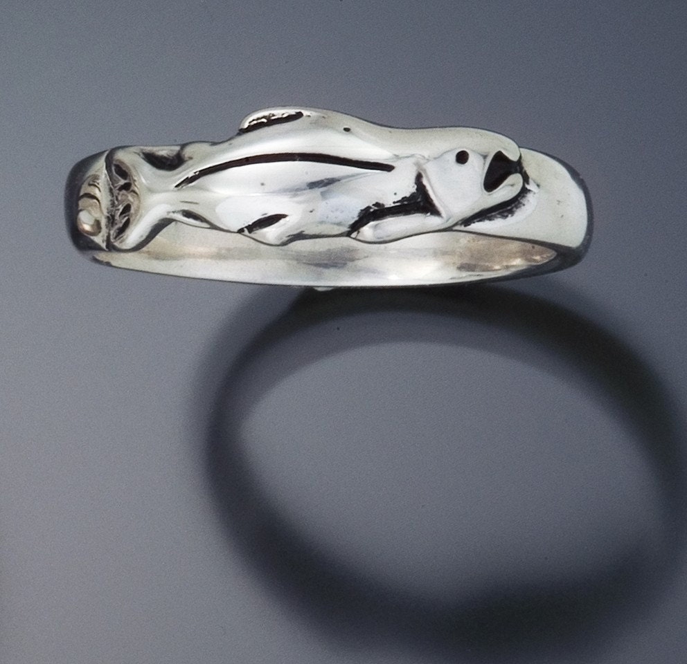 Salmon Profile Ring Eco Friendly Sterling Silver Ringsalmon - Etsy
