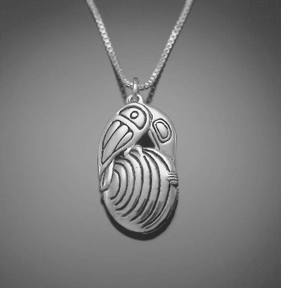 Raven Clam and First People Necklace Sterling Silver | Etsy