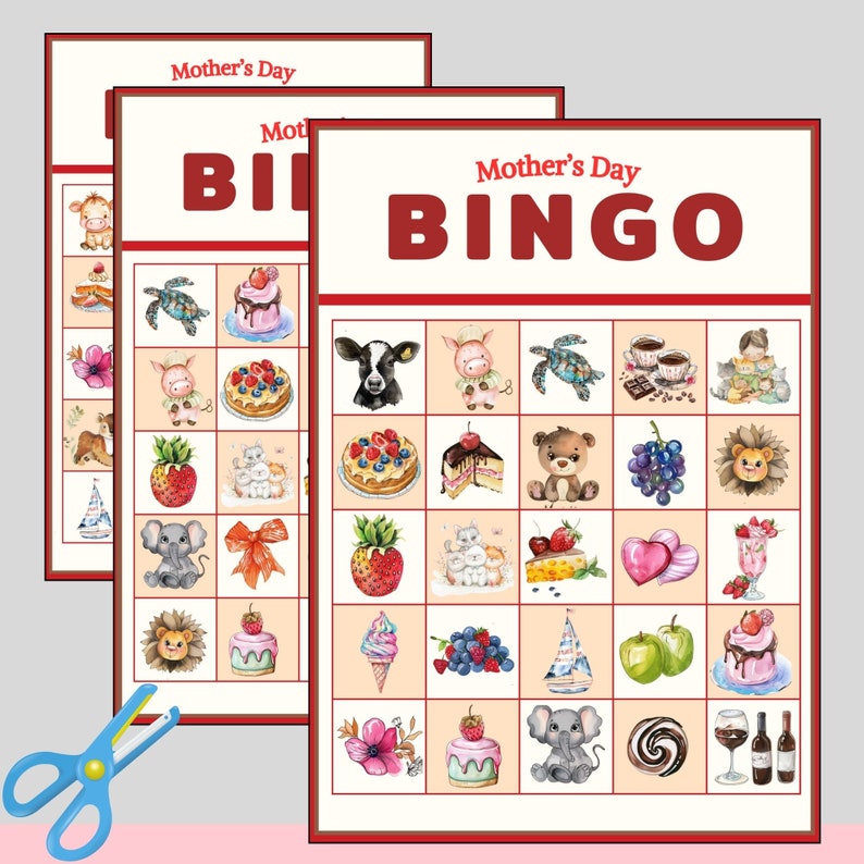 Printable Mother's Day Bingo, 25 Cards for Kids, Mother's Day Party ...