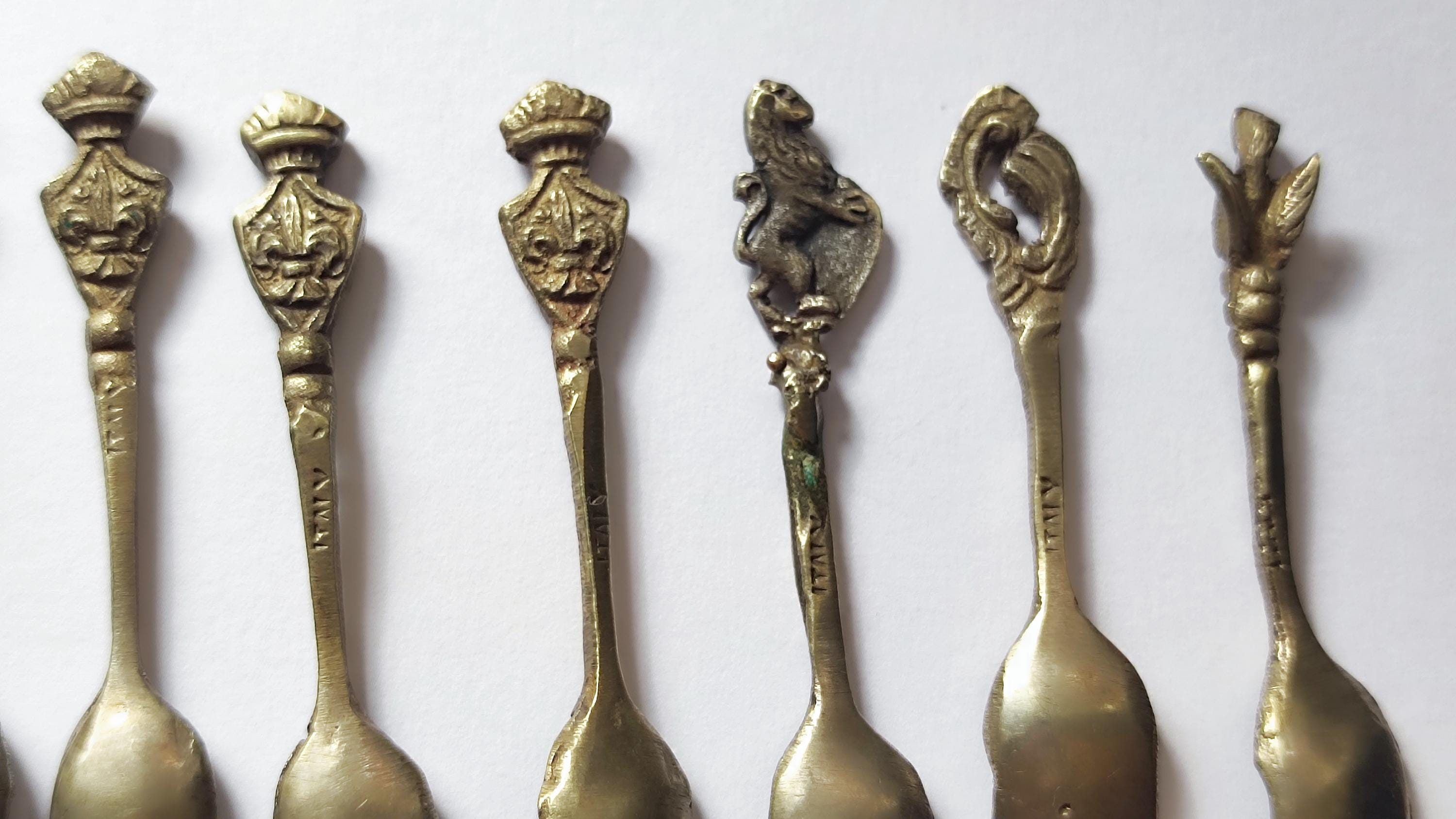 Vintage Antique Brass Spoons Mini Set of 12 Marked Italy. - Etsy