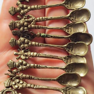 Vintage Antique Brass Spoons Mini Set of 12 Marked Italy. - Etsy