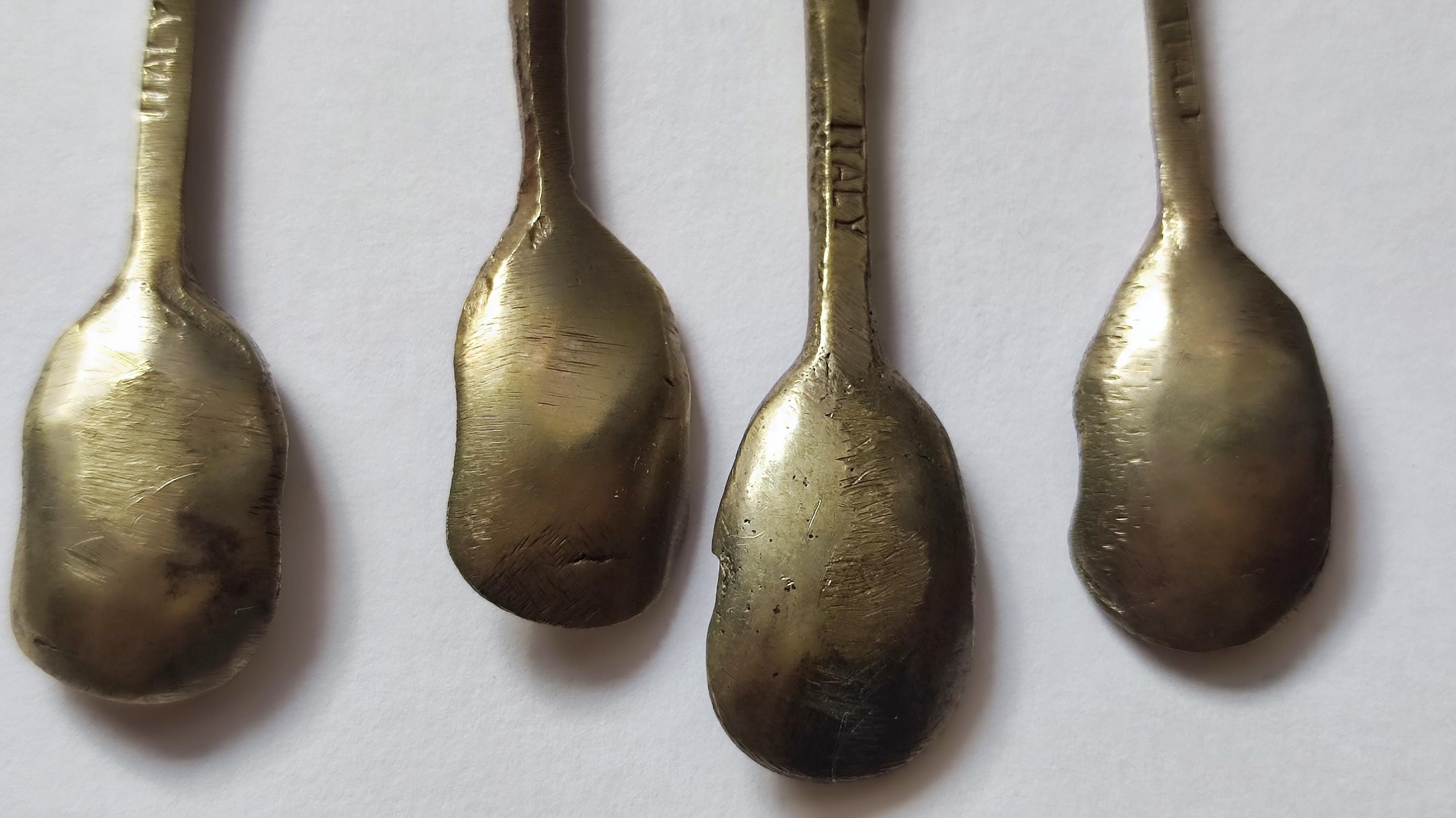 Vintage Antique Brass Spoons Mini Set of 12 Marked Italy. - Etsy