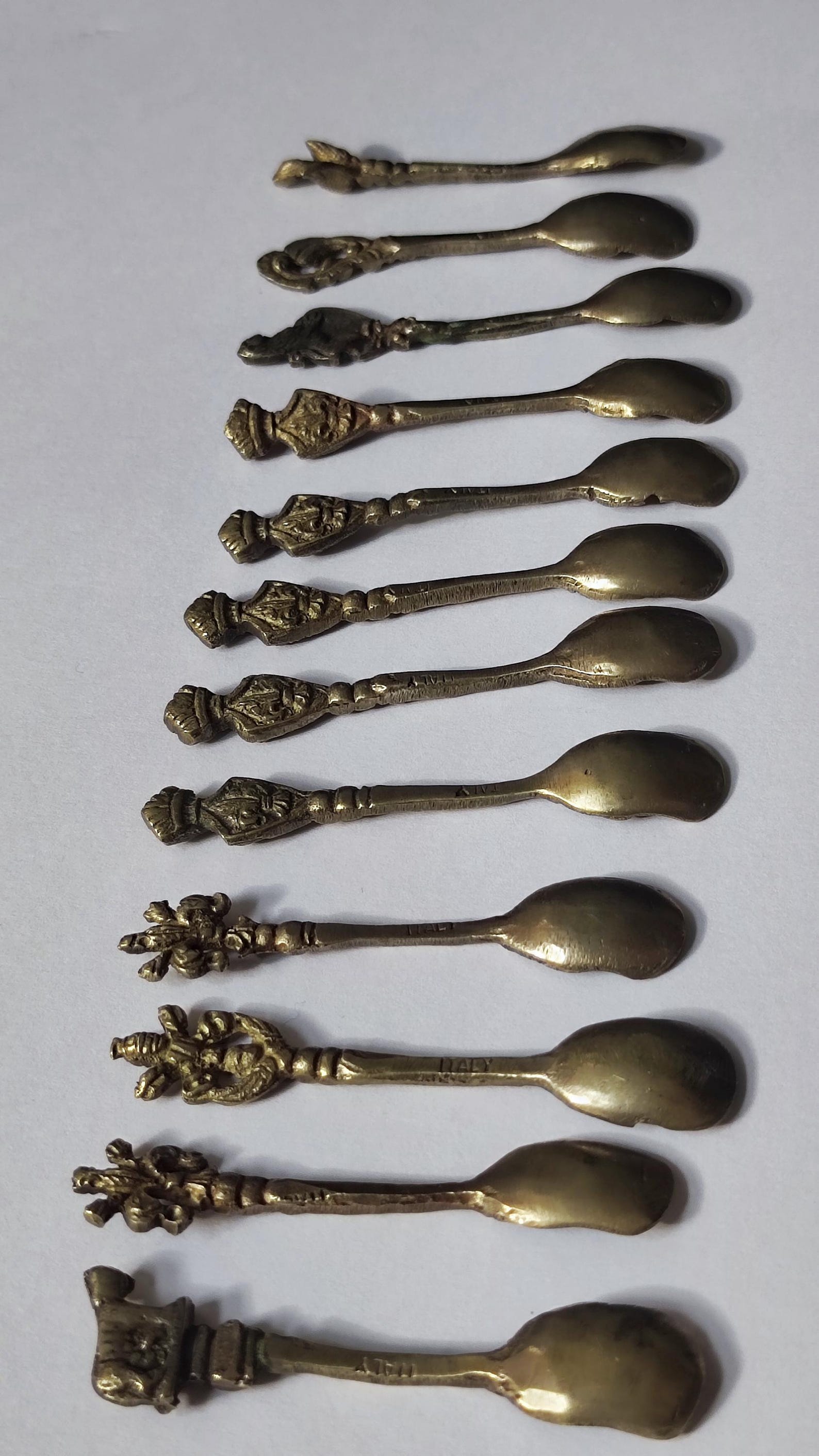 Vintage Antique Brass Spoons Mini Set of 12 Marked Italy. - Etsy