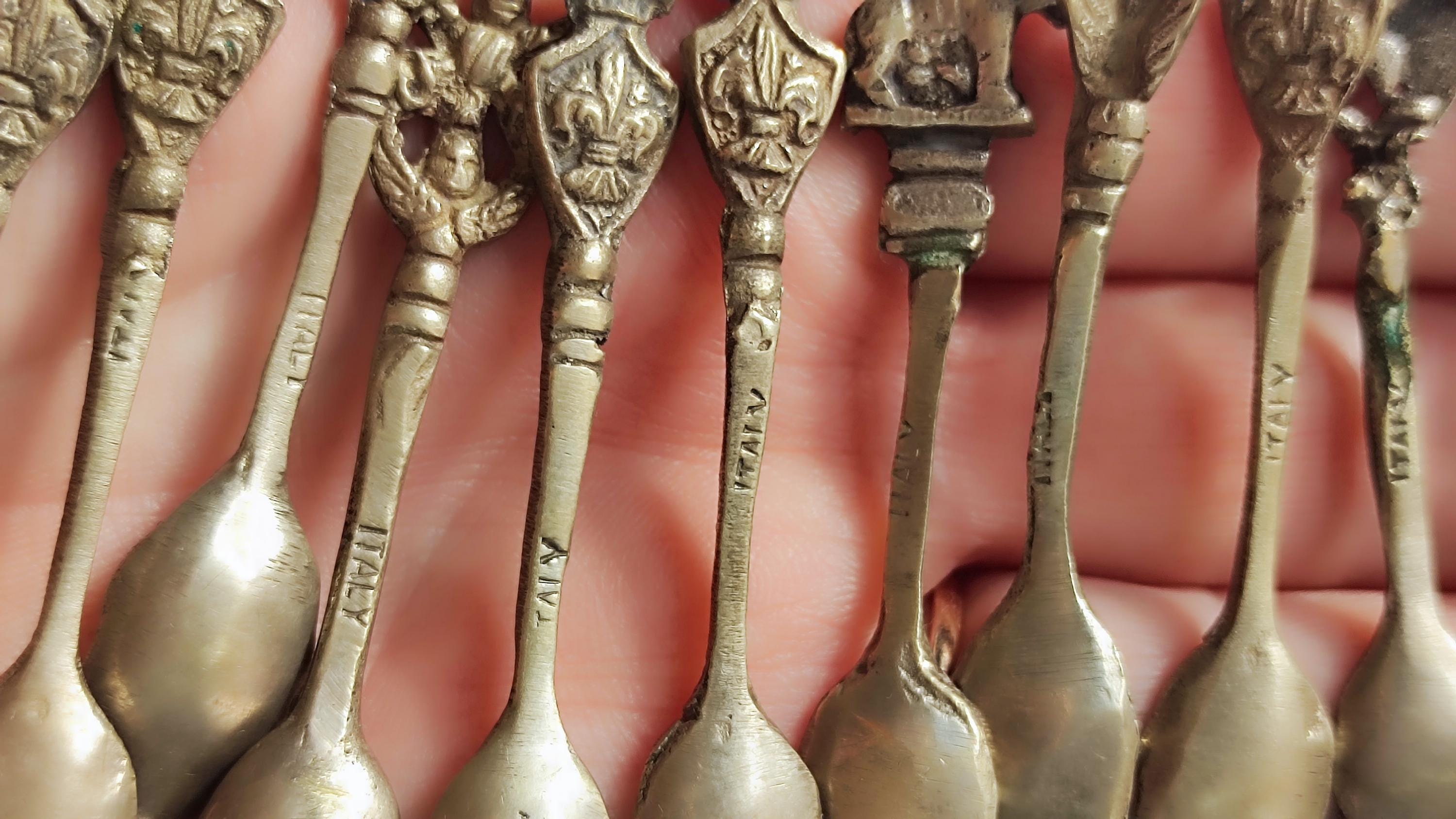 Vintage Antique Brass Spoons Mini Set of 12 Marked Italy. - Etsy