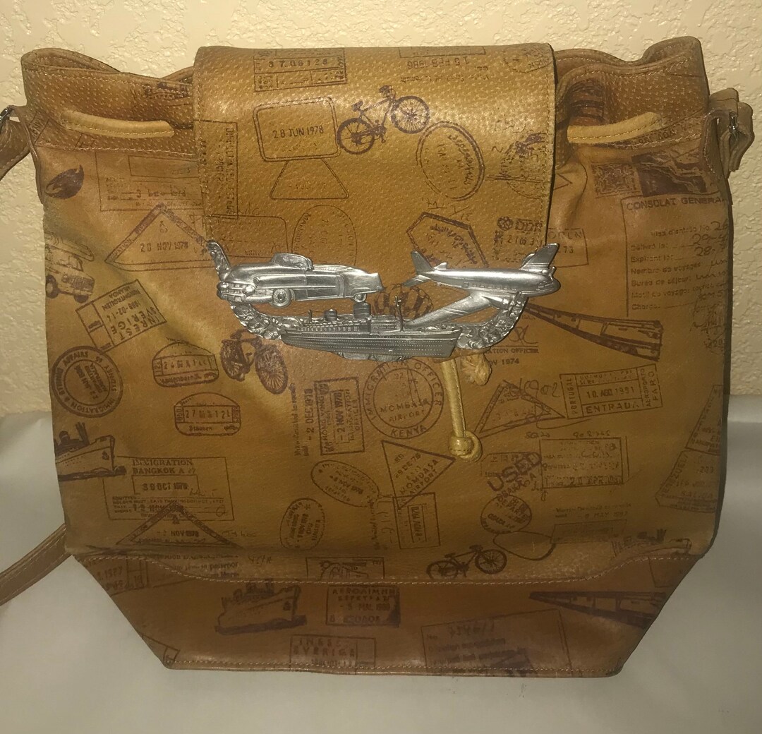 Vintage Glen Miller for Ann Turk Leather Purse Jetsetter Traveler Theme ...