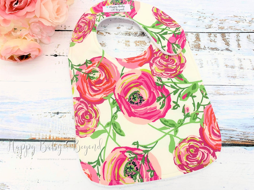 Baby Bib, ROSE GARDEN, Bibs, Baby Girl Bib, Minky Baby Bib - Etsy