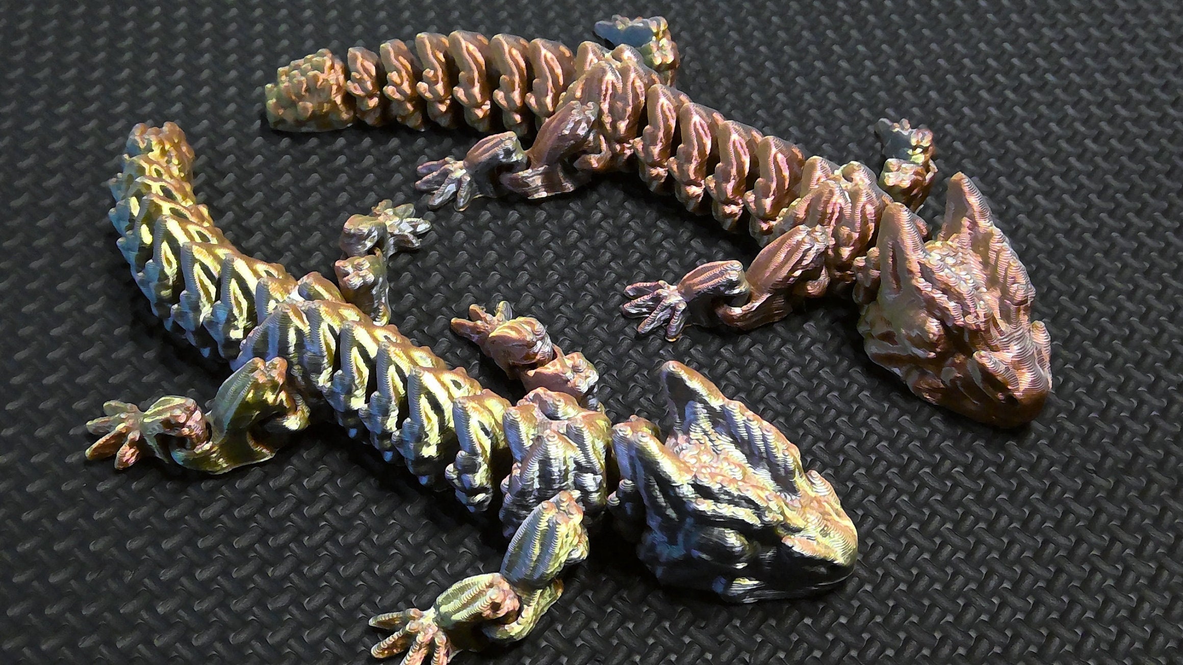 Little Grass Dragon, Tricolor (gold,silver,copper) Articulated, Flexi 6 ...