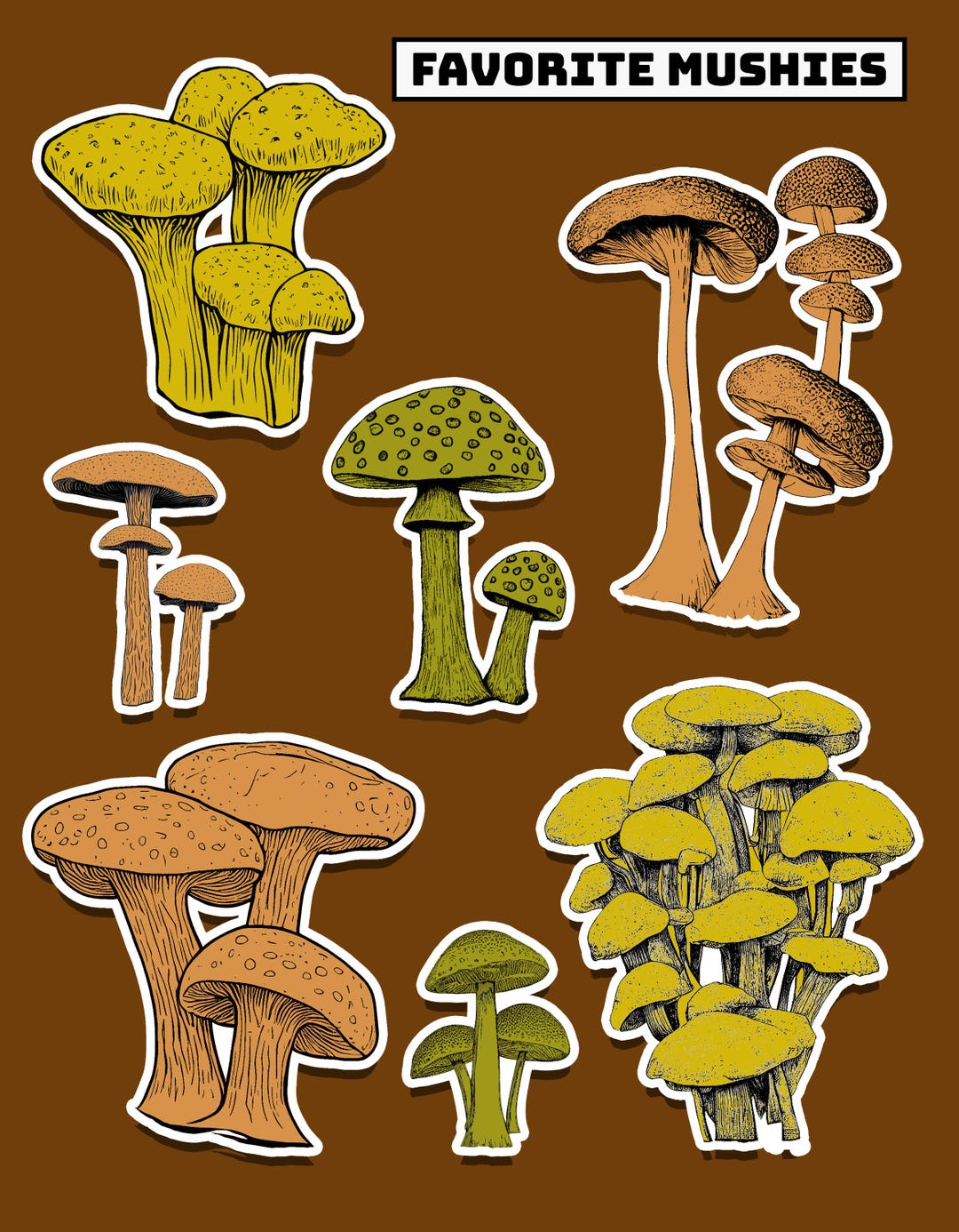 Mushroom Sticker Sheets, Retro Vintage Style Unique, Fun Fungi Decals ...