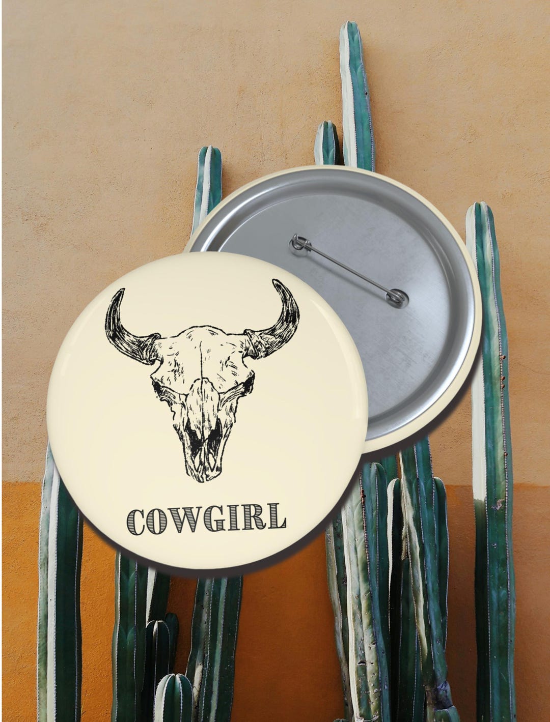 Cowgirl Pin Button Western Cow Skull Boho Badge Cute Cowgirl Lapel Pin ...