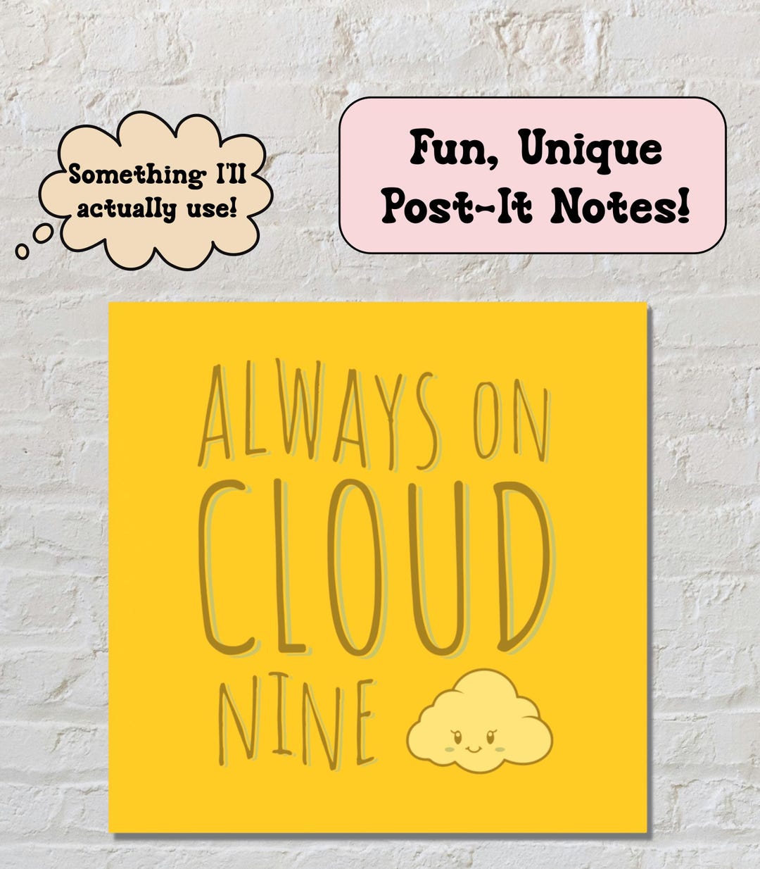 Cute Sticky Notes Cloud Summer Notepad Positive Post-it Pad Fun Cloud 9 ...