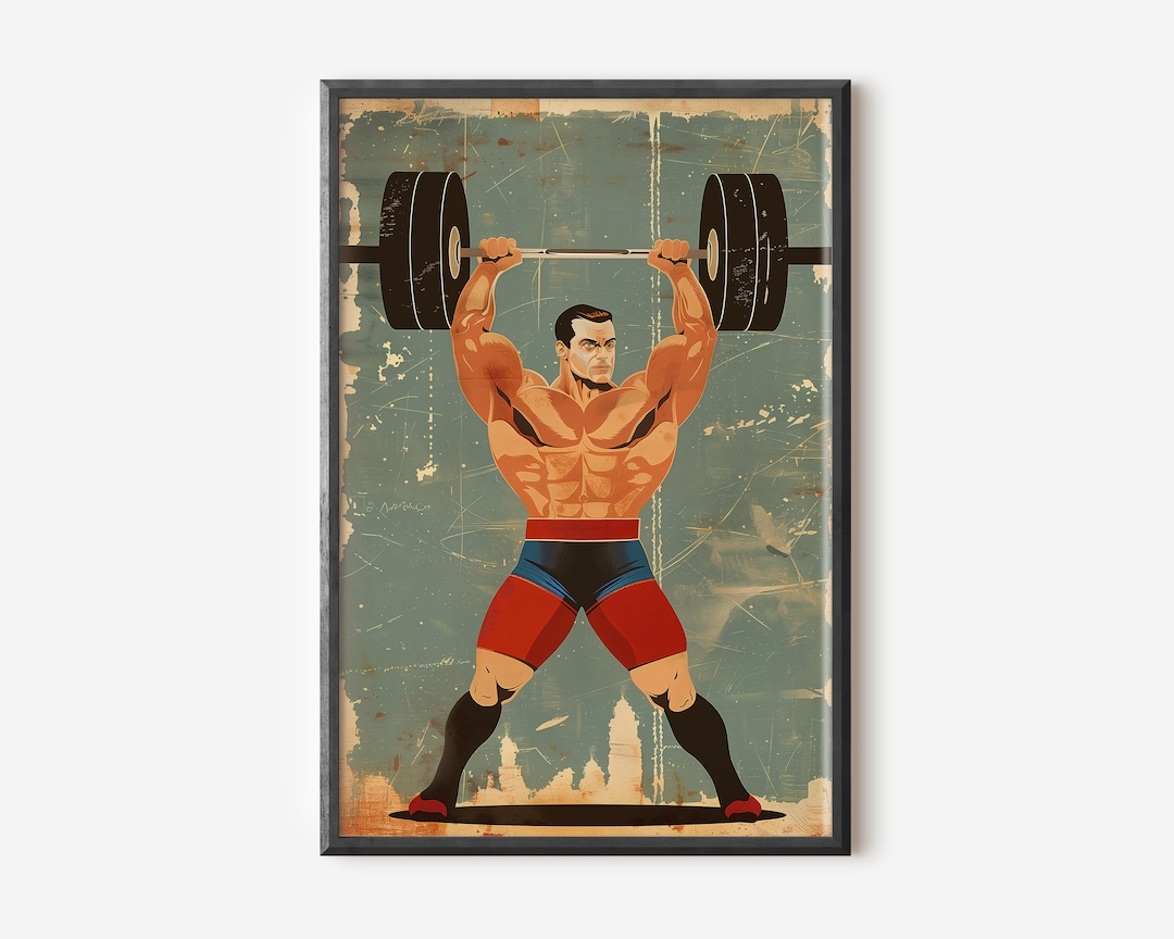 Retro Gym Poster, Vintage Sports Poster, Old Bodybuilding Print, Home ...