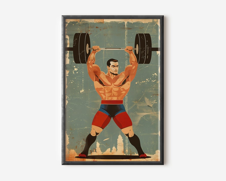 Retro Gym Poster, Vintage Sports Poster, Old Bodybuilding Print, Home ...