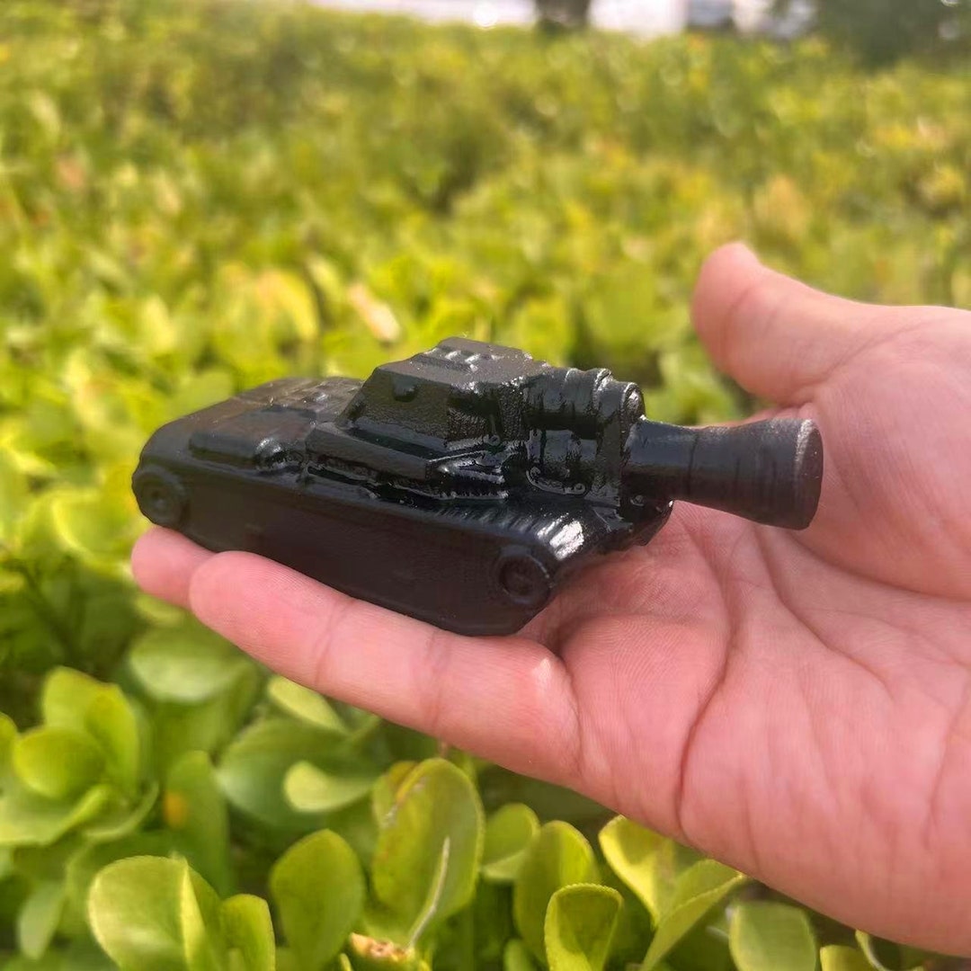 Hand-carved Obsidian Tank Sculpture – Unique Military-inspired Gemstone ...
