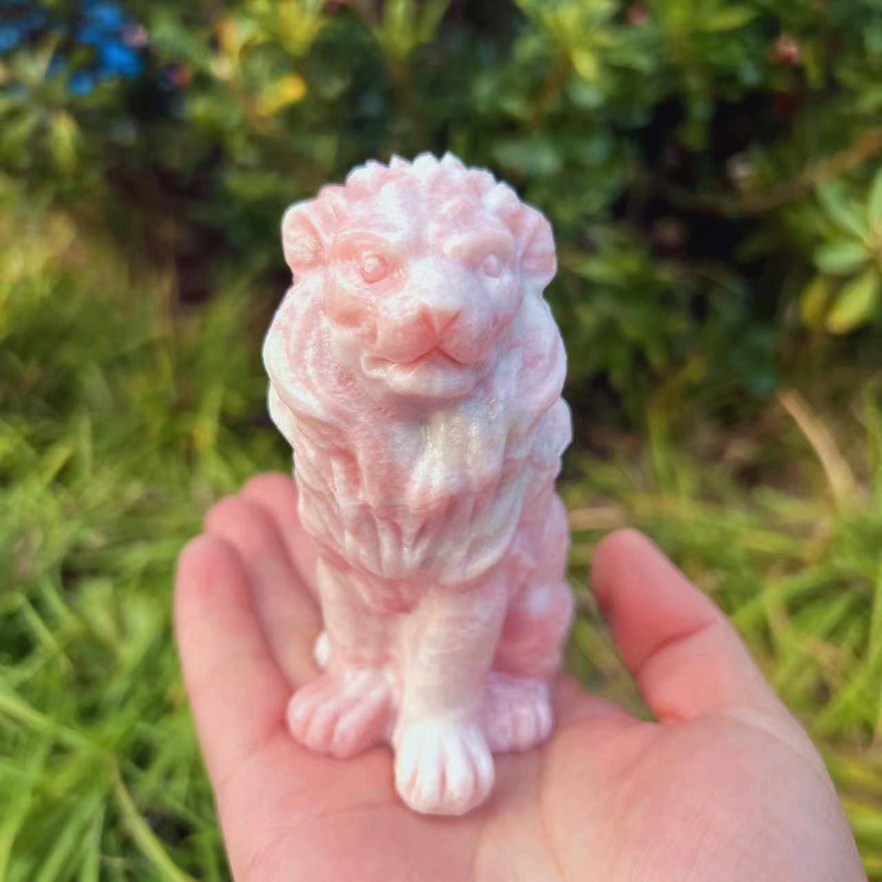 Hand Carved Pink Opal Lion Statue: Natural Stone Figurine (4 Inch) - Etsy