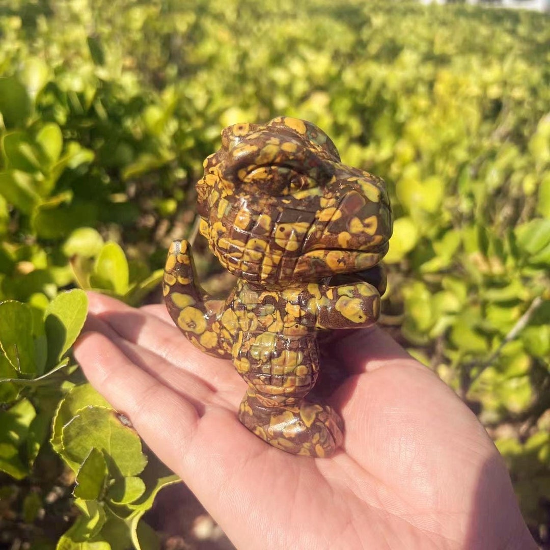 4" Hand-carved Azolite Gemstone Dinosaur Figurine – Unique Natural ...