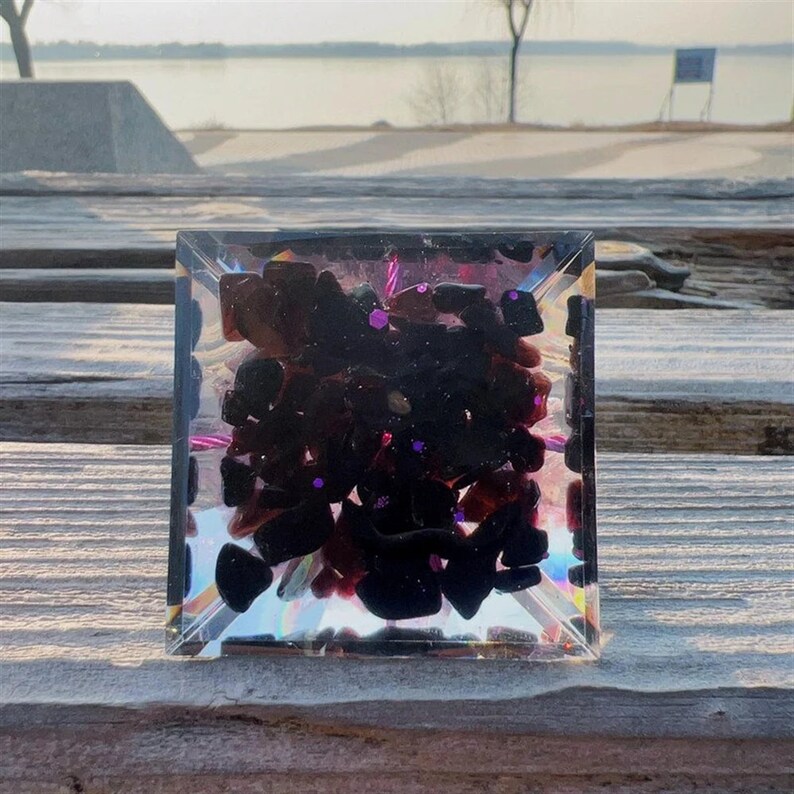 Tree of Life Dream Amethyst,obsidian Soil , Orgonite Pyramid Healing Reiki Protection Crystal ...