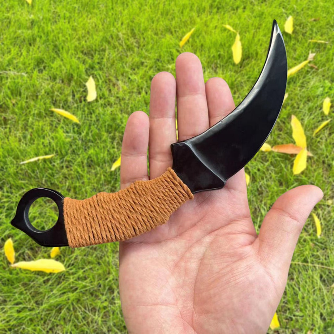 Obsidian Karambit Knife: Hand-carved Curved Blade With Twine Handle - Etsy