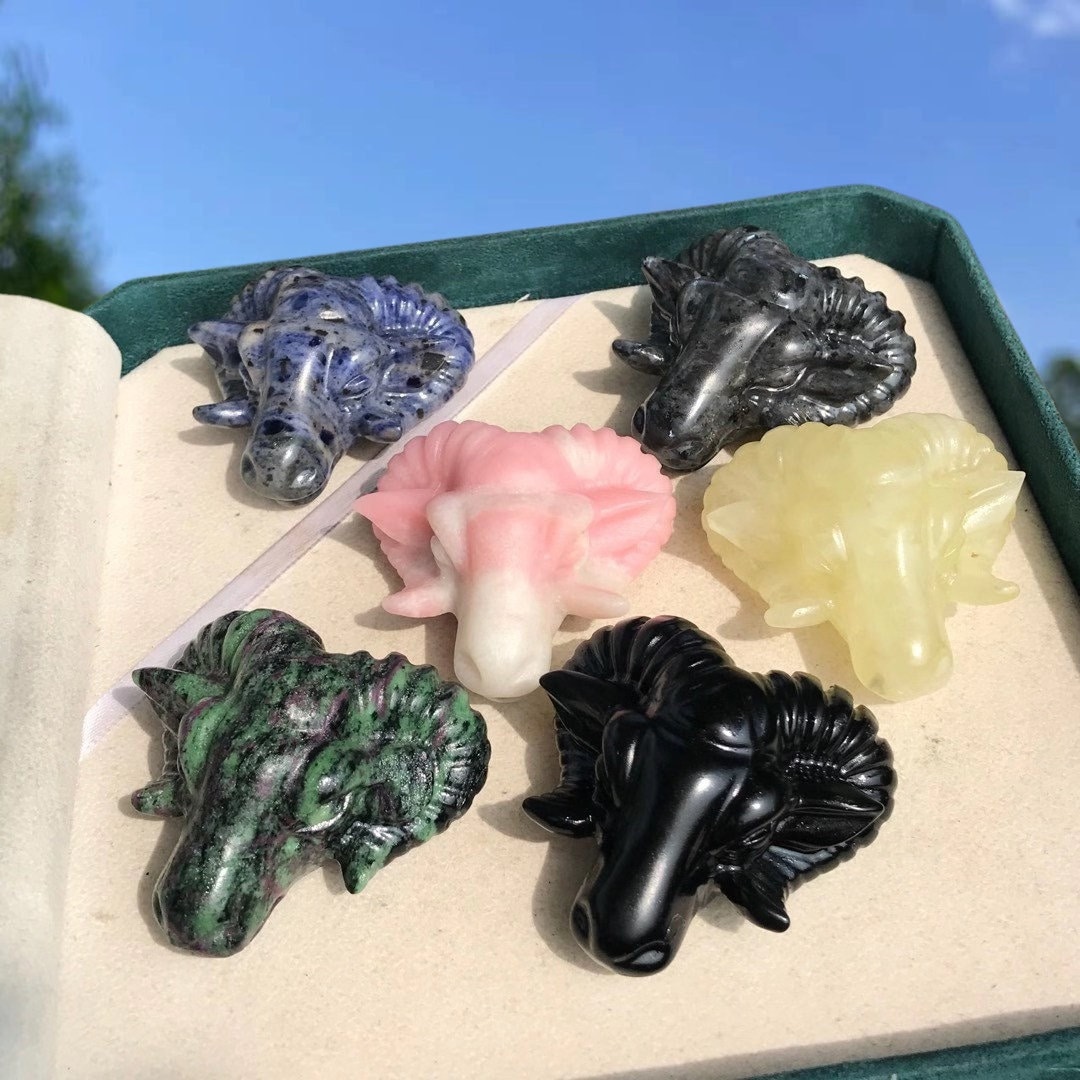 Hand-carved Crystal Ram Head Figurine: Gemstone Skull Decor (2.4") - Etsy
