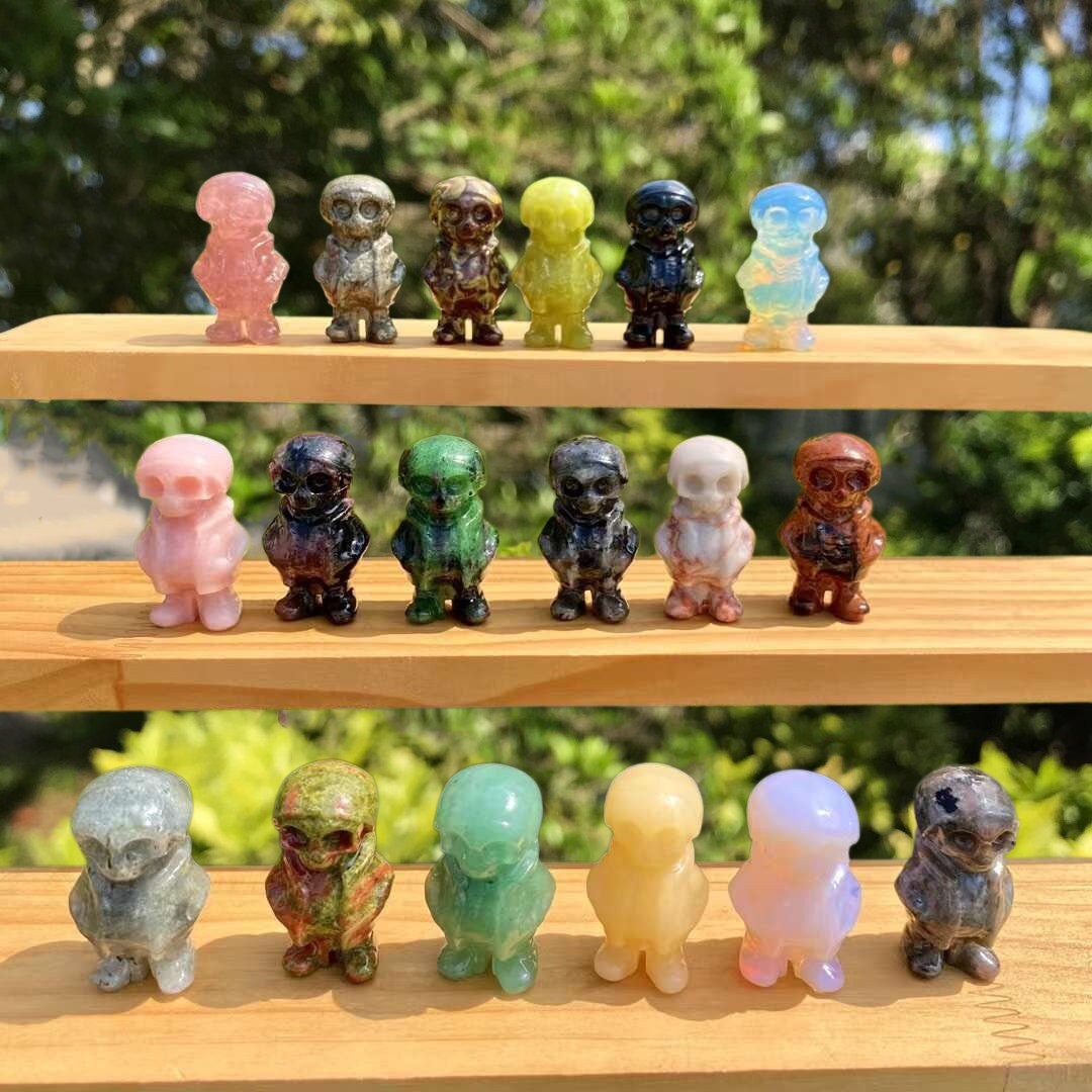 Natural Stone Skeleton Figurine - Halloween Skeleton Ornament ...