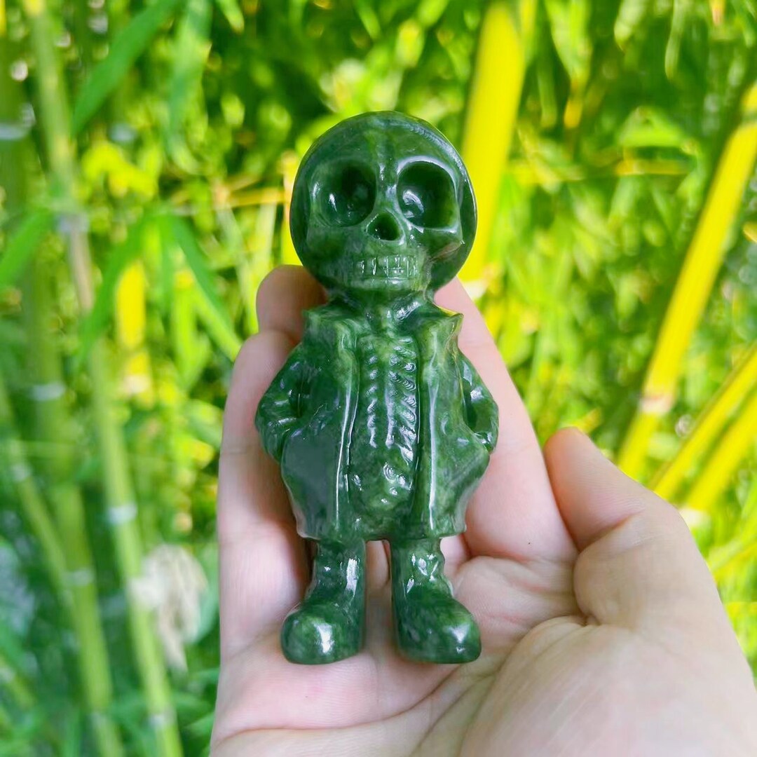 Green Jade Quartz Skeleton Figurine: Gothic Halloween Decor - Etsy