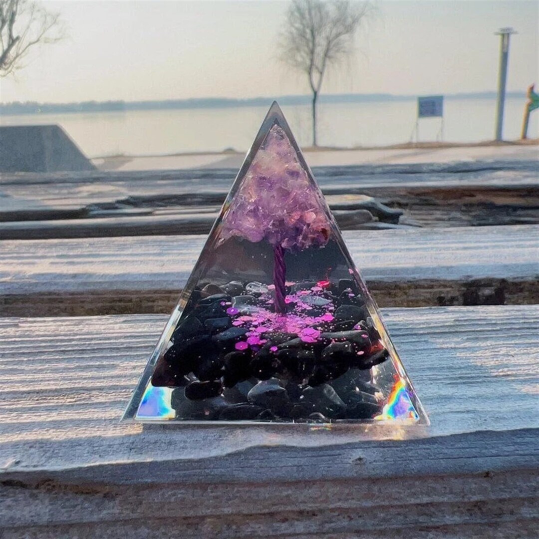 Tree of Life Dream Amethyst,obsidian Soil , Orgonite Pyramid Healing ...