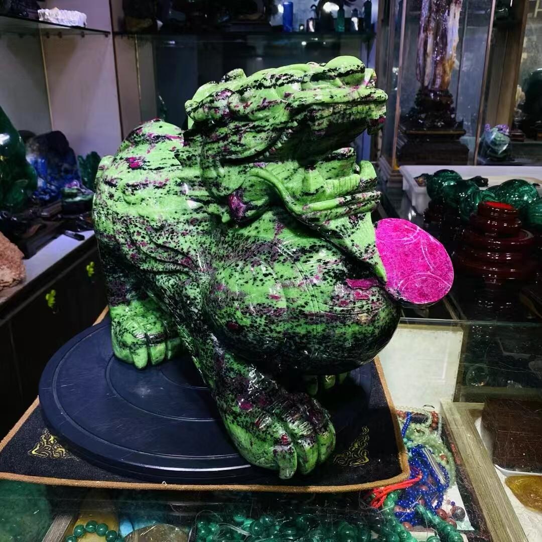 Ruby Zoisite Dragon Statue: 47.1kg Gemstone Mythical Beast Sculpture - Etsy