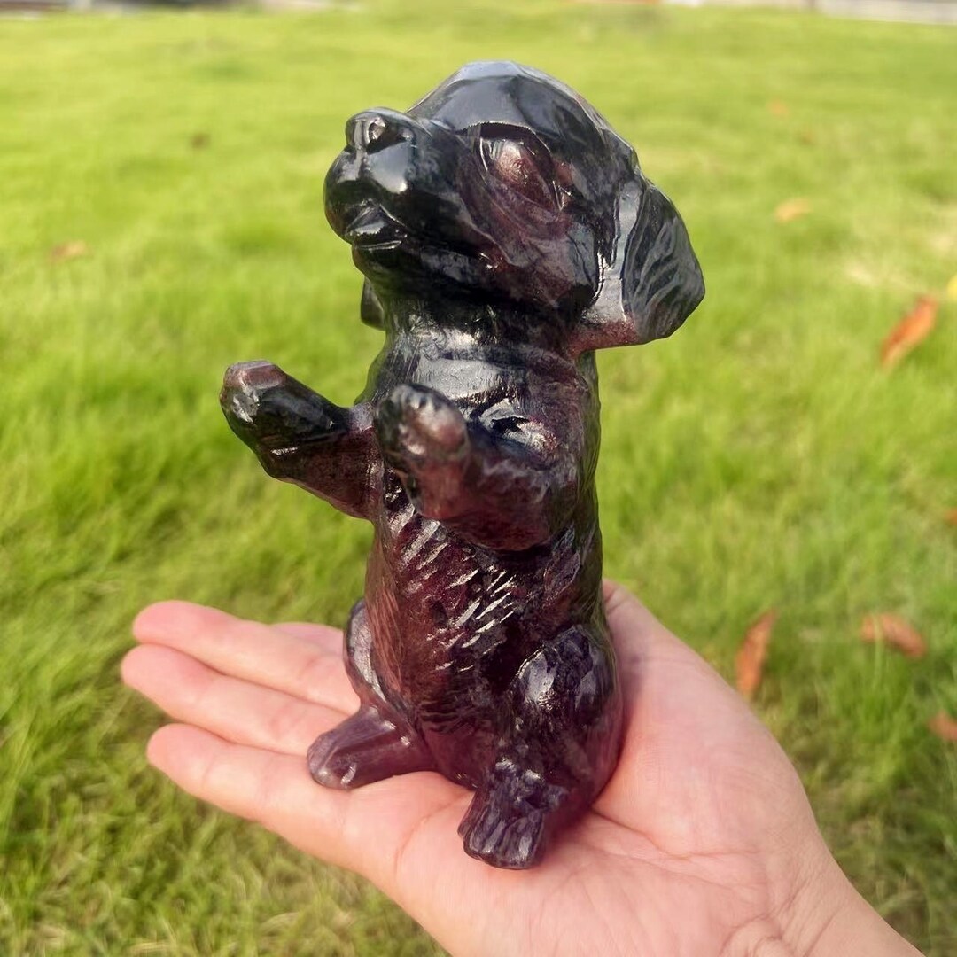 Large Hand-carved Garnet Crystal Dog | Unique Garnet Dog Figurine ...