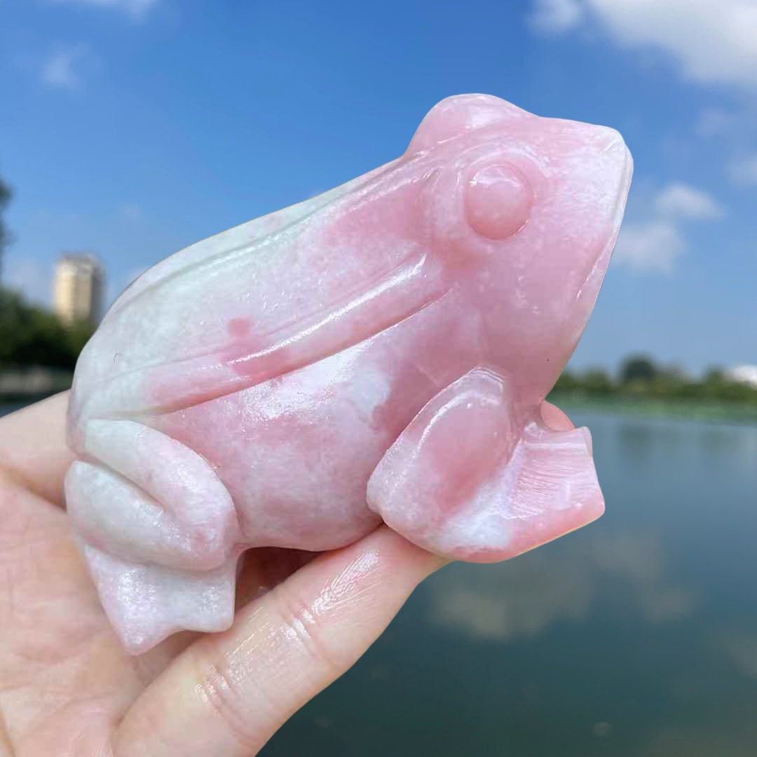 Hand-carved Pink Opal Frog Figurine: Crystal Animal Sculpture (3.2") - Etsy