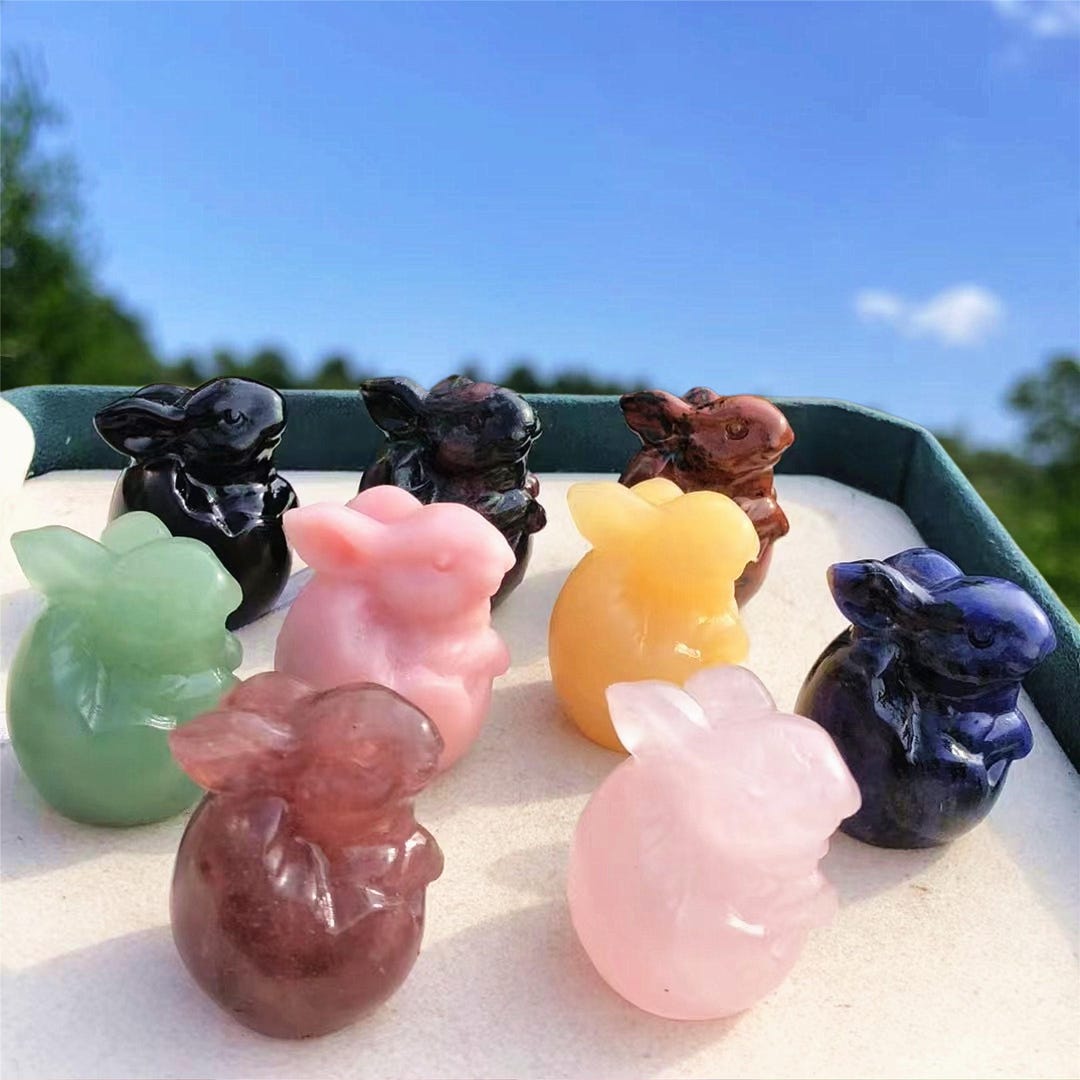 Hand-carved Crystal Bunny Figurines – Natural Gemstone Rabbit Sculpture ...