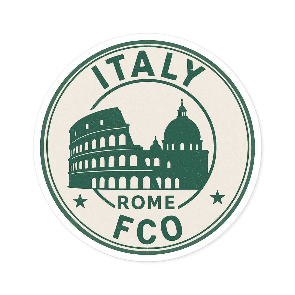 Italy Rome FCO Passport Stamp Sticker | for Car, Tablet, Water Bottle ...